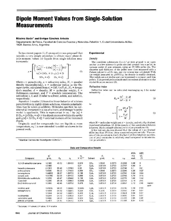 (PDF) Dipole moment values from single-solution measurements