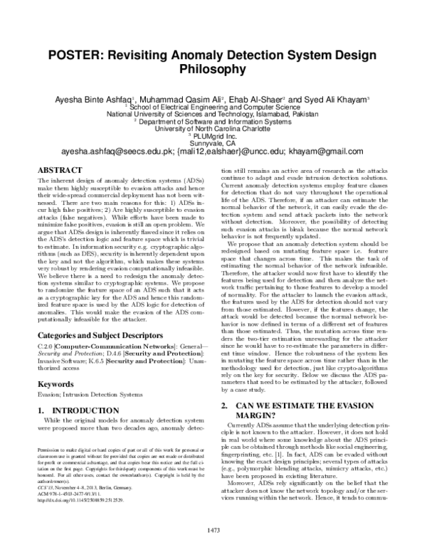 Pdf Poster Revisiting Anomaly Detection System Design Philosophy