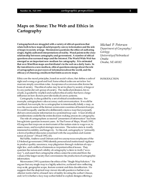 (PDF) Maps on Stone: The Web and Ethics in Cartography