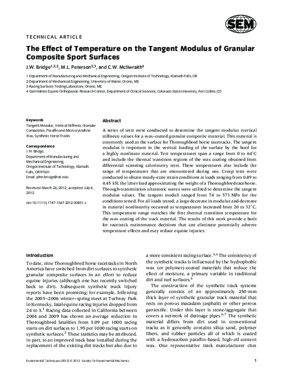 (PDF) The Effect of Temperature on the Tangent Modulus of Granular ...