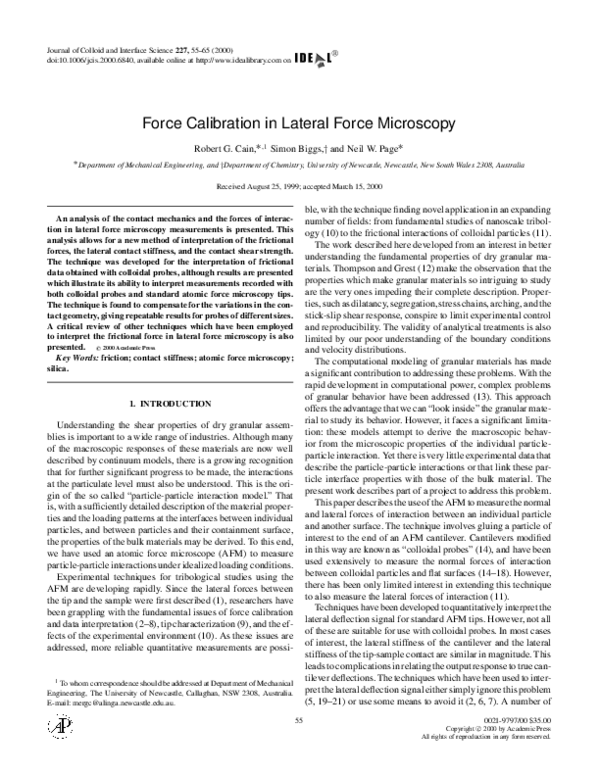 (PDF) Force Calibration in Lateral Force Microscopy