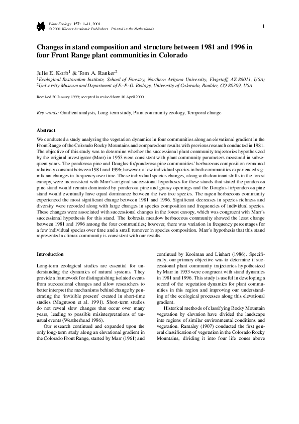 (PDF) Changes in stand composition and structure between 1981 and 1996 ...