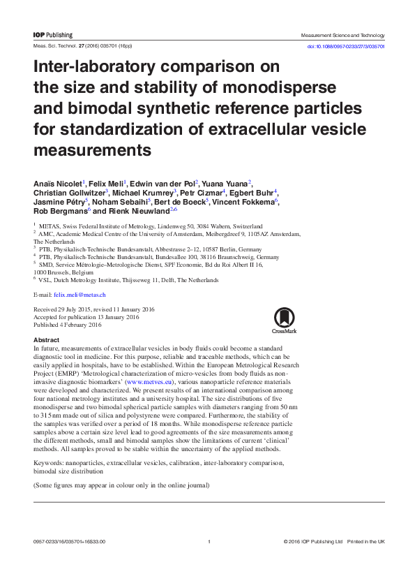(PDF) Inter-laboratory comparison on the size and stability of ...