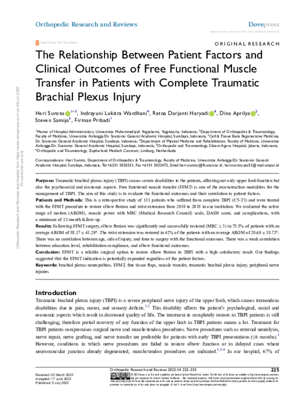 (PDF) The Relationship Between Patient Factors and Clinical Outcomes of ...