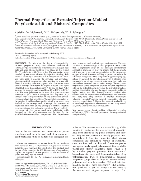 (PDF) Thermal properties of extruded/injection-molded poly(lactic acid ...