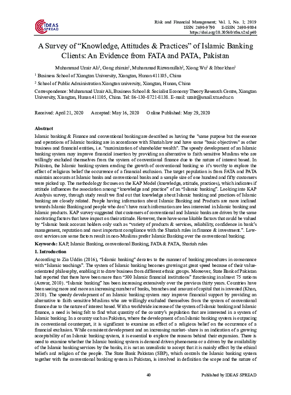 (PDF) A Survey of “Knowledge, Attitudes Practices” of Islamic Banking ...