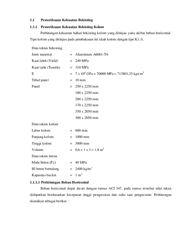 Pdf Analisa Kekuatan Bekisting Alumunium Formwork
