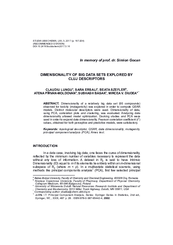 (PDF) Dimensionality of big data sets explored by Cluj descriptors