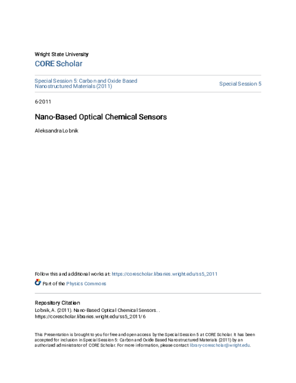 (PDF) Nano-Based Optical Chemical Sensors
