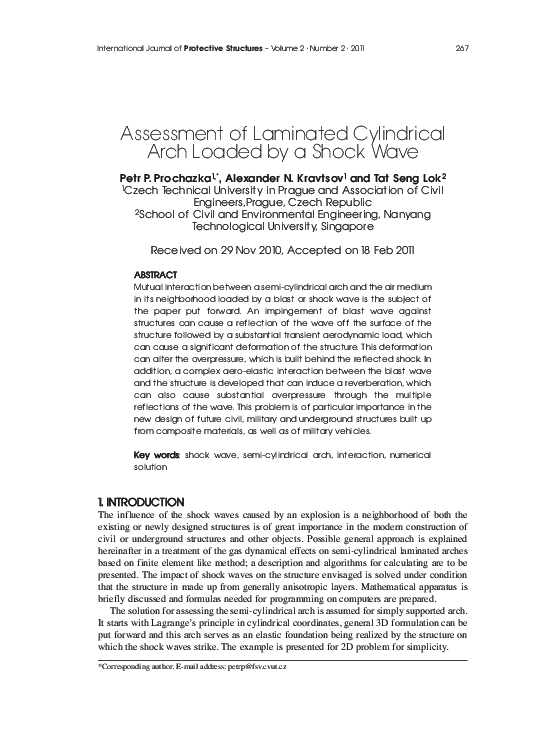 (PDF) Assessment of Laminated Cylindrical Arch Loaded by a Shock Wave