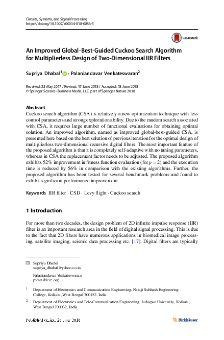 (PDF) An Improved Global-Best-Guided Cuckoo Search Algorithm for ...