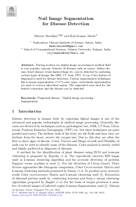 (PDF) Nail Image Segmentation for Disease Detection