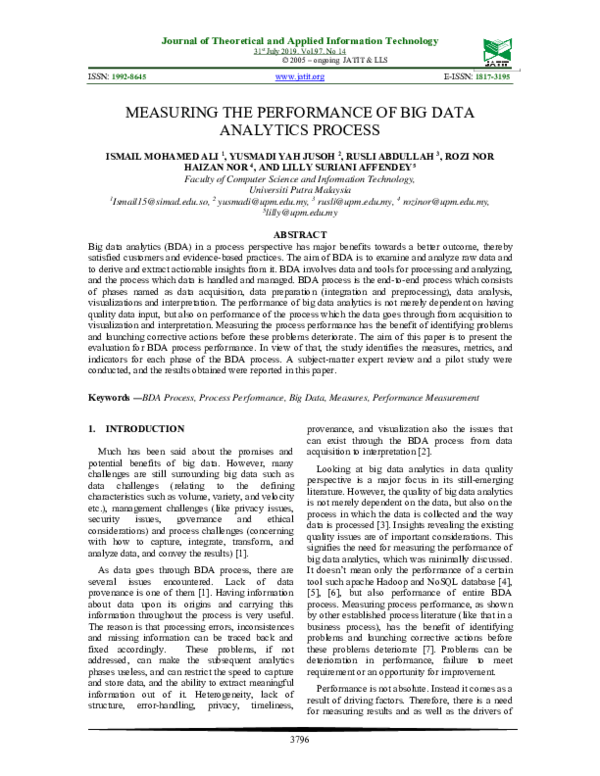 Pdf A Conceptual Framework For Measuring The Performance Of Big Data Analytics Process