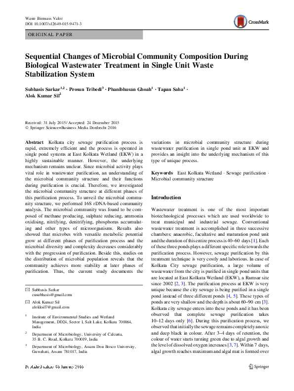 (PDF) Sequential Changes of Microbial Community Composition During Biological Wastewater ...