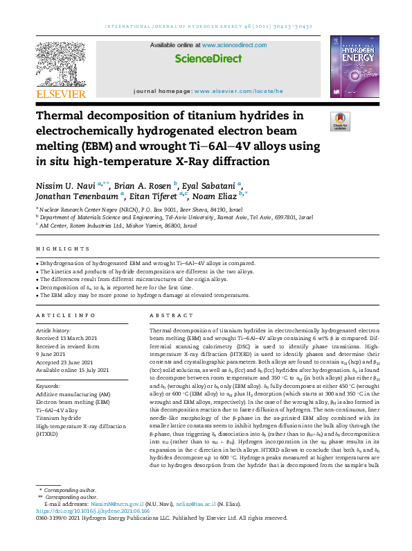 (PDF) Thermal decomposition of titanium hydrides in electrochemically ...