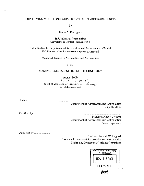 (PDF) Identifying mode confusion potential in software design