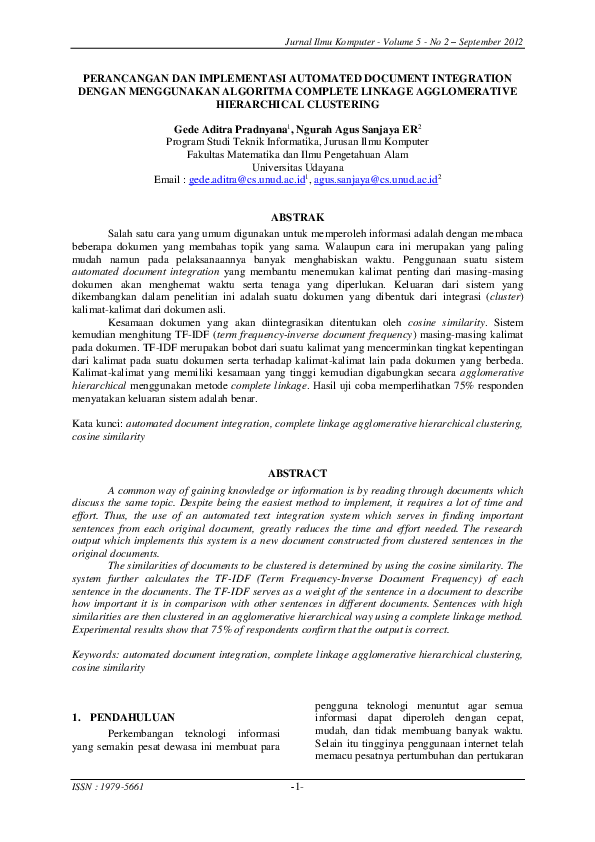 Pdf Perancangan Dan Implementasi Automated Document Integration Dengan Menggunakan Algoritma