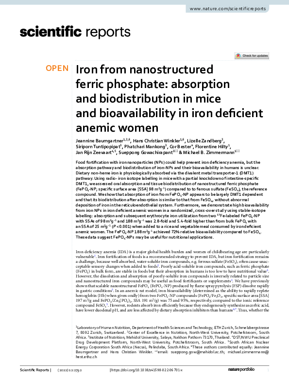 (PDF) Iron from nanostructured ferric phosphate: absorption and ...