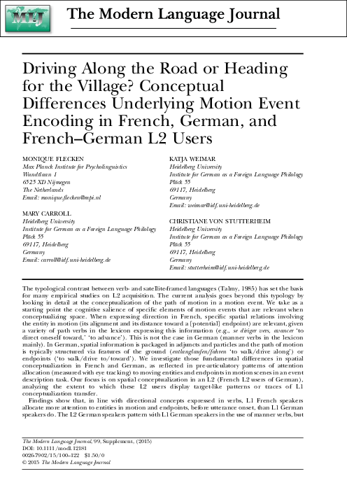 (PDF) Driving Along the Road or Heading for the Village? Conceptual Differences Underlying ...