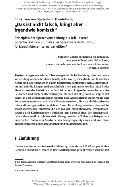 (PDF) „Das ist nicht falsch, klingt aber irgendwie komisch“