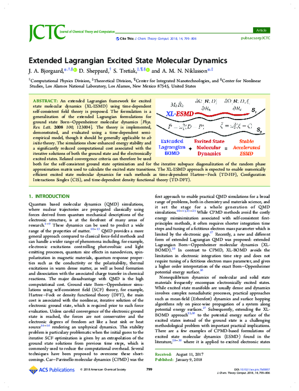 (PDF) Extended Lagrangian Excited State Molecular Dynamics