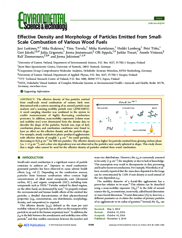(PDF) Effective Density and Morphology of Particles Emitted from Small ...