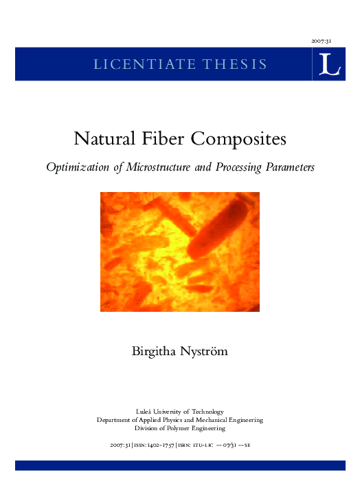 (PDF) Natural fiber composites: optimization of microstructure and ...