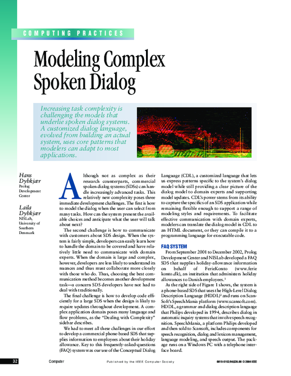 (PDF) Modeling Complex Spoken Dialog Faq System