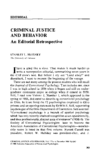 (PDF) Criminal Justice and Behavior