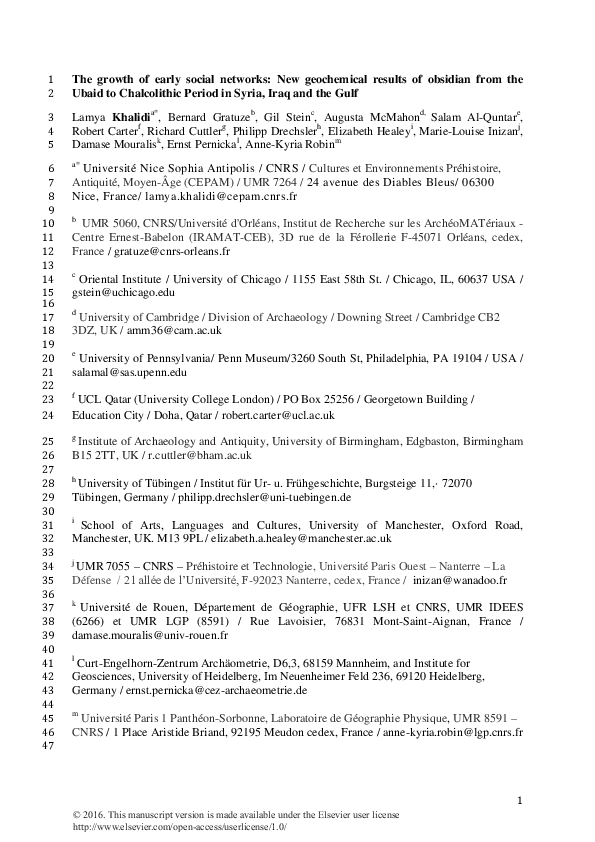 (PDF) The growth of early social networks: New geochemical results of ...