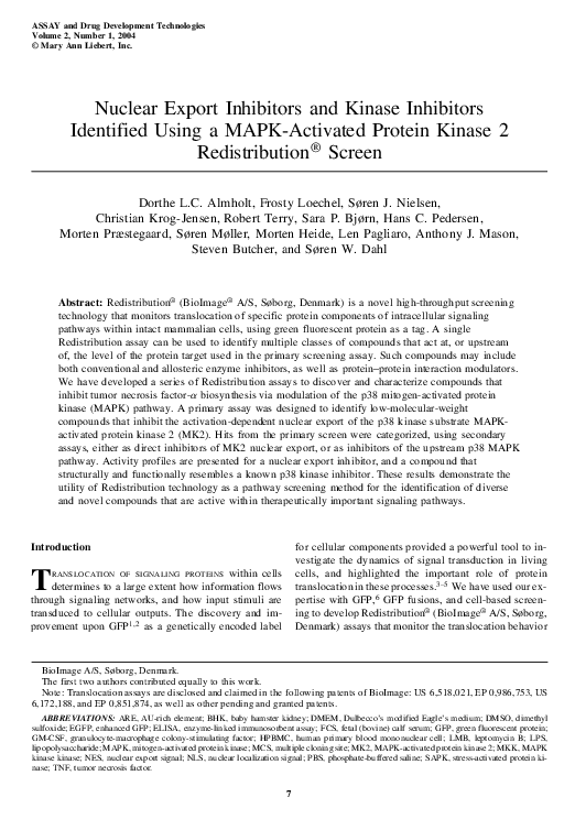 (PDF) Nuclear Export Inhibitors and Kinase Inhibitors Identified Using ...