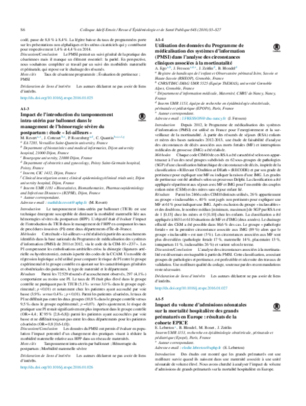 (PDF) Impact de l’introduction du tamponnement intra-utérin par ...