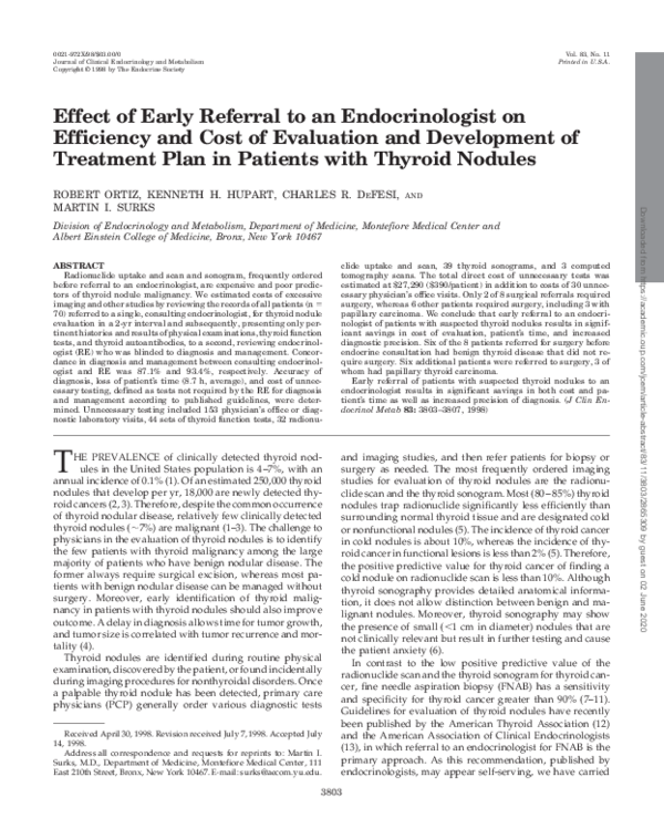 (PDF) Effect of Early Referral to an Endocrinologist on Efficiency and ...