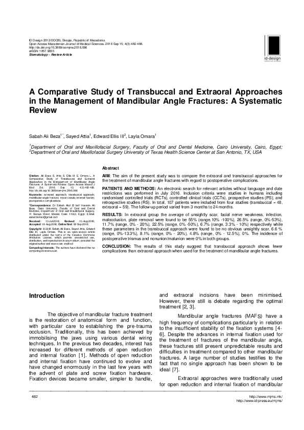 (PDF) A Comparative Study of Transbuccal and Extraoral Approaches in ...