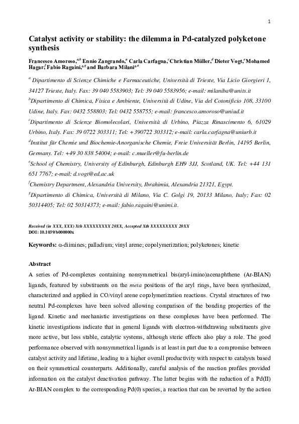 (PDF) Catalyst activity or stability: the dilemma in Pd-catalyzed ...