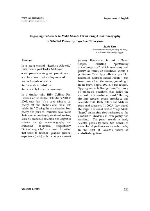 (PDF) Engaging the Senses to Make Sense: Performing Autoethnography in ...