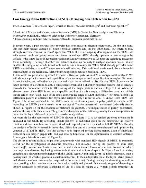 Pdf Electron Diffraction In The Sem