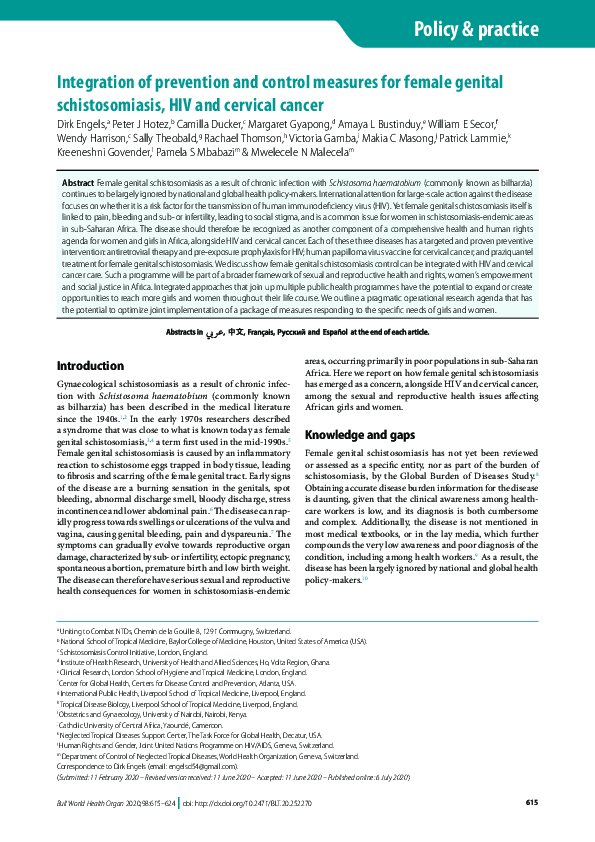 (PDF) Integration of prevention and control measures for female genital ...