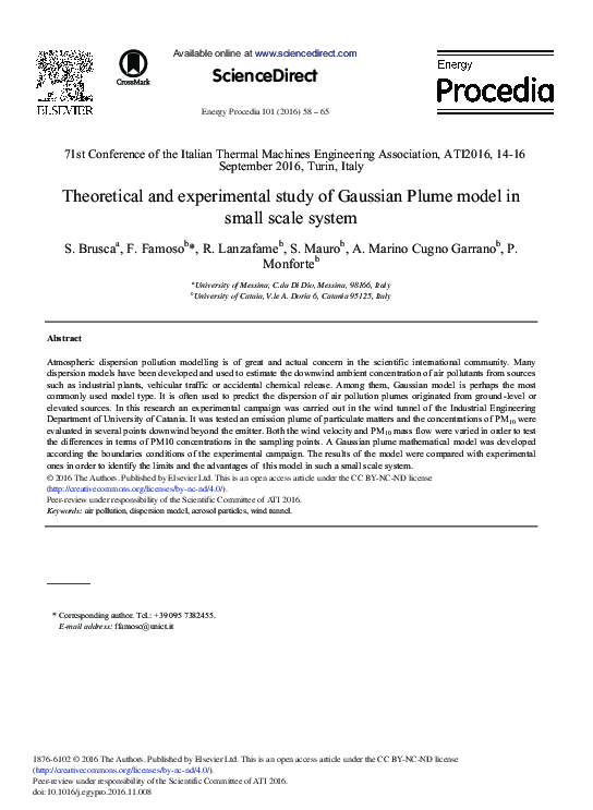 (PDF) Theoretical and Experimental Study of Gaussian Plume Model in ...