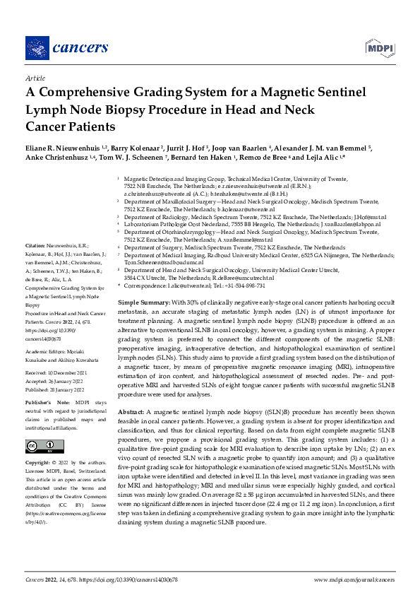 (PDF) A Comprehensive Grading System for a Magnetic Sentinel Lymph Node ...