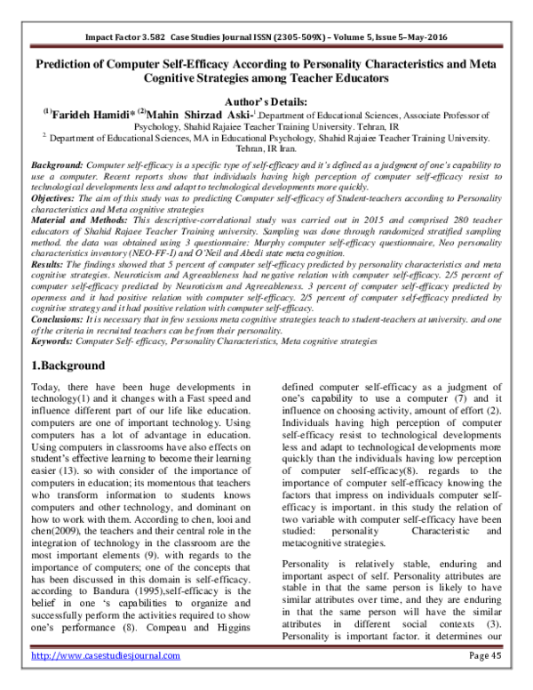 (PDF) Predicting Computer Self-Efficacy in Teacher Educators