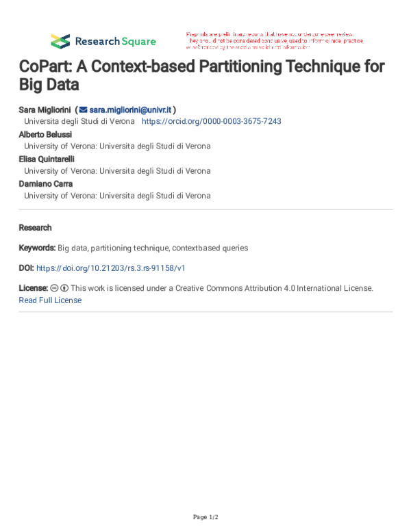 (PDF) CoPart: A Context-based Partitioning Technique for Big Data