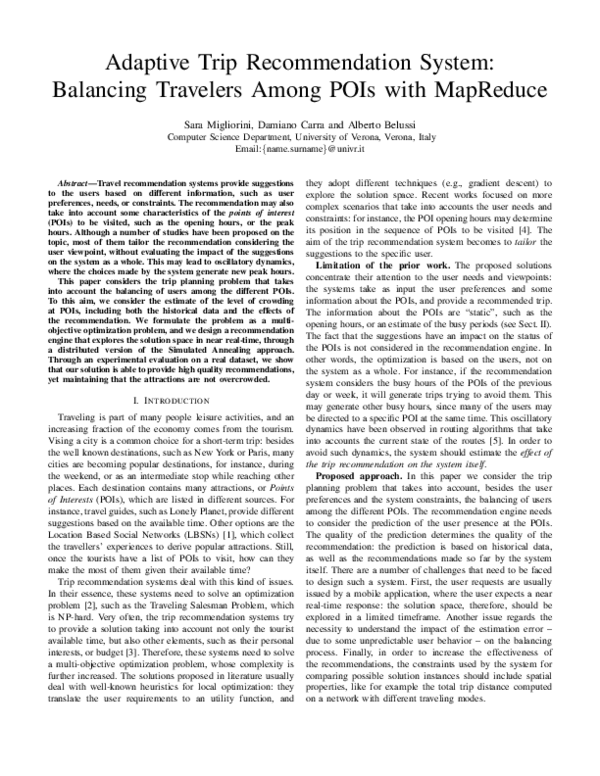 (PDF) Adaptive Trip Recommendation System: Balancing Travelers among ...