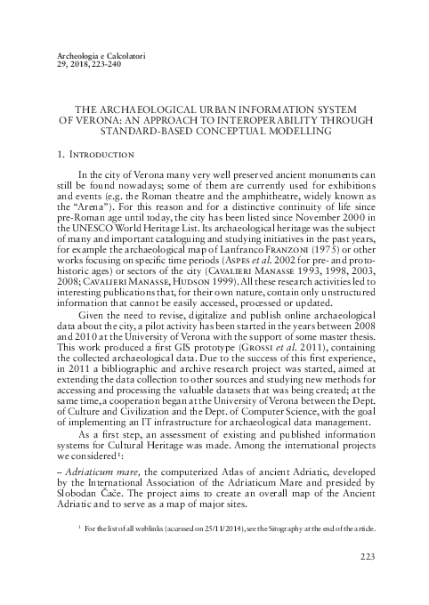 (PDF) The Archaeological Urban Information System of Verona: An ...
