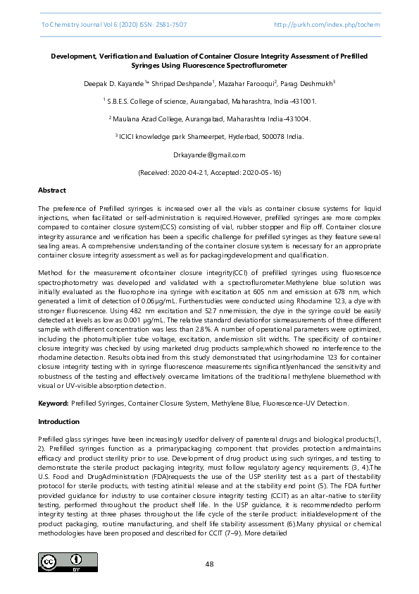 (PDF) The Development, Verification and Evaluation of Container Closure ...