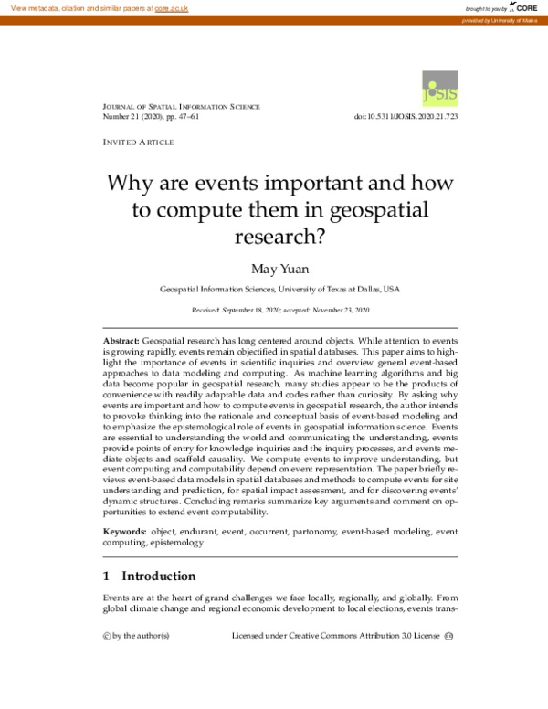 (PDF) Why are events important and how to compute them in geospatial ...