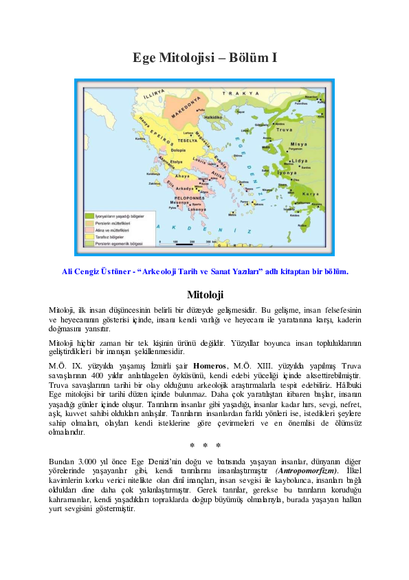 (PDF) Ege Mitolojisi -Bölüm I