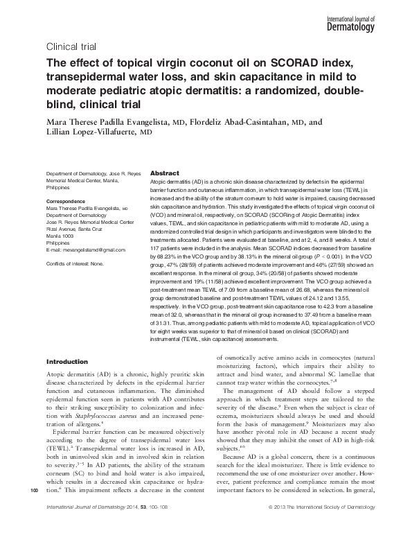 (PDF) The effect of topical virgin coconut oil on SCORAD index ...