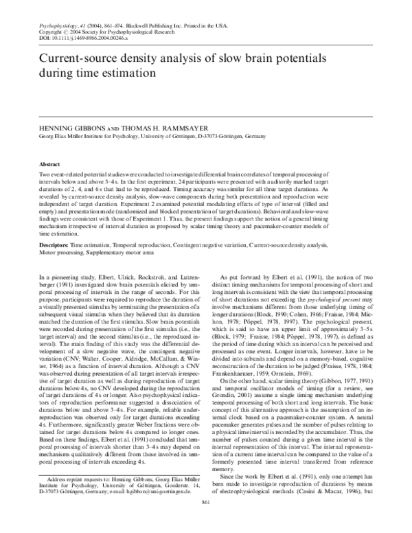 (PDF) Current-source density analysis of slow brain potentials during time estimation