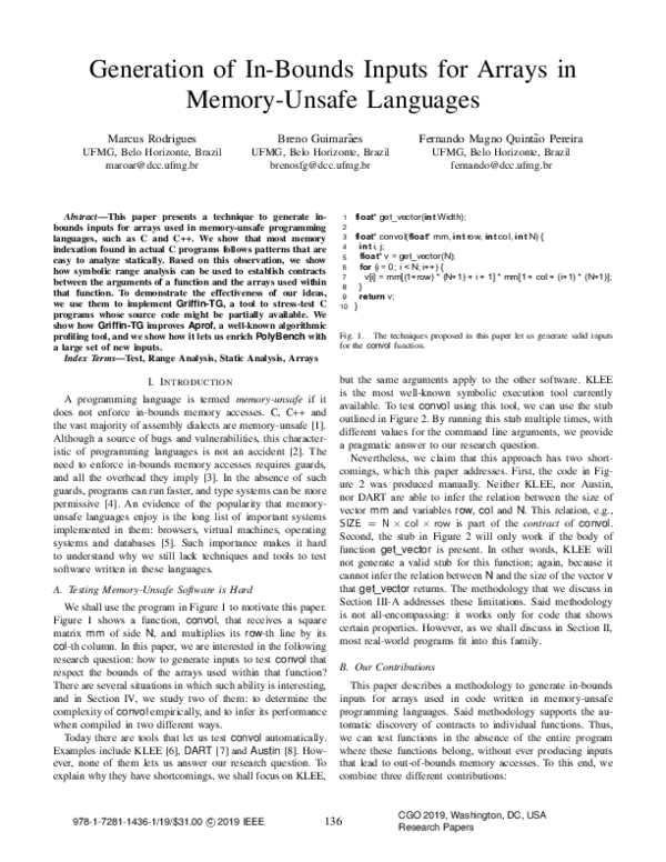 (PDF) Generation of In-Bounds Inputs for Arrays in Memory-Unsafe Languages